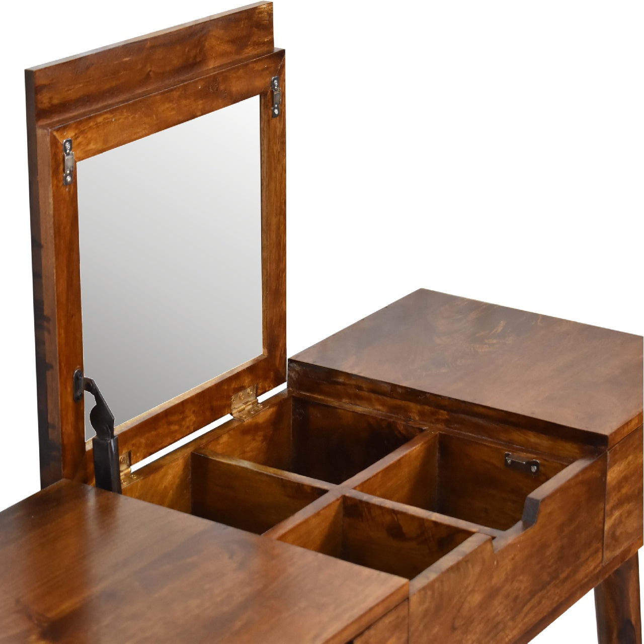 Chestnut Dressing Table with Foldable Mirror – Solid Wood Warehouse